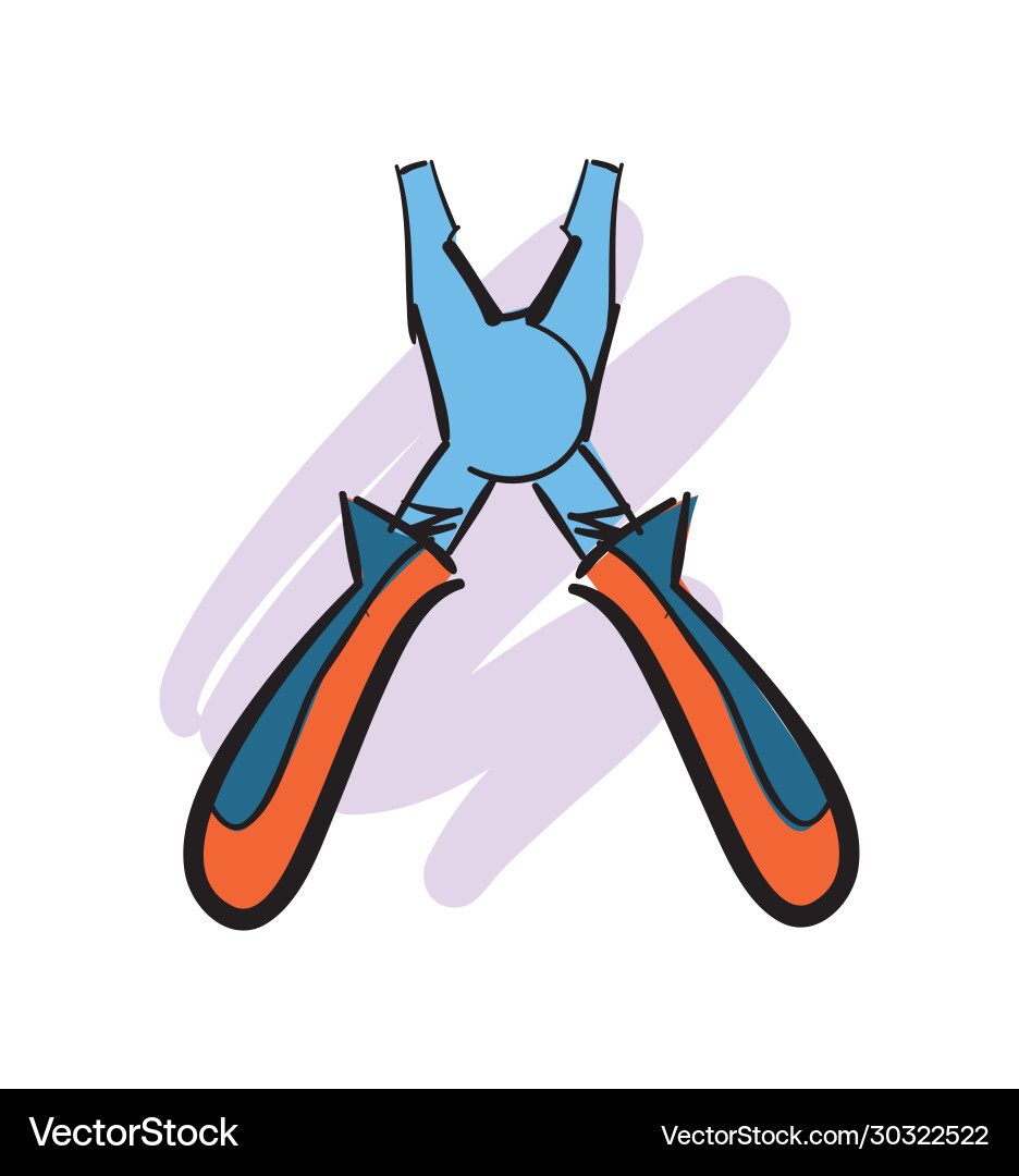 Cartoon pliers isolated icon Royalty Free Vector Image
