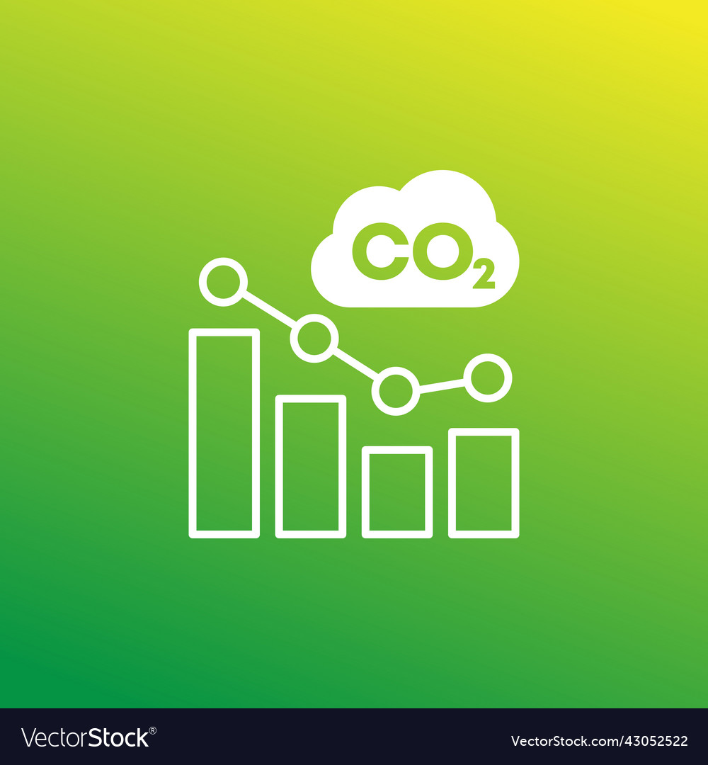 Co2 gas reducing carbon emission icon with graph Vector Image