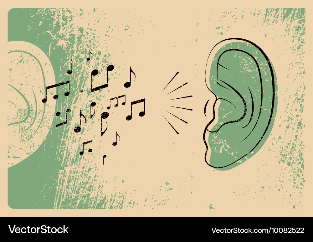 Ears with music notes music poster Royalty Free Vector Image