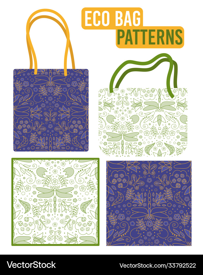Eco bags line art templates Royalty Free Vector Image