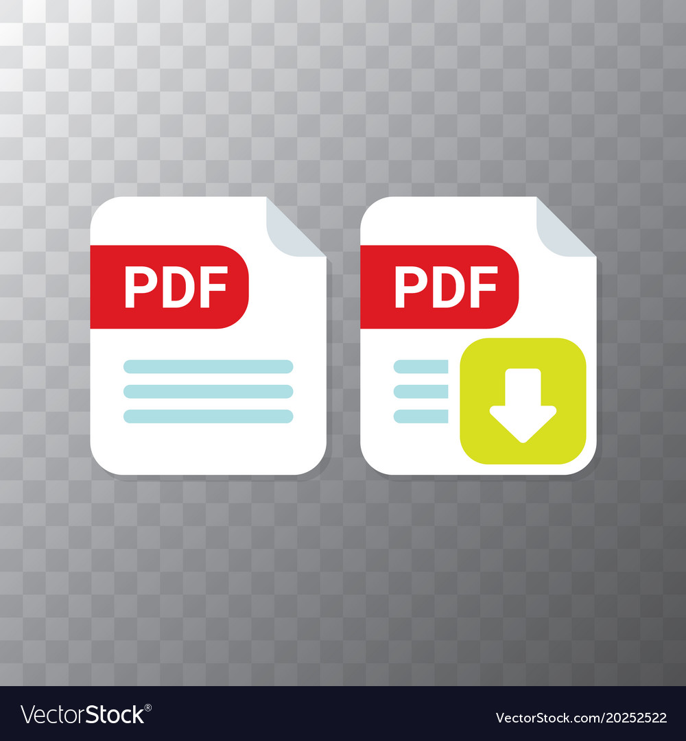 Flat pdf file icon and download Royalty Free Vector Image