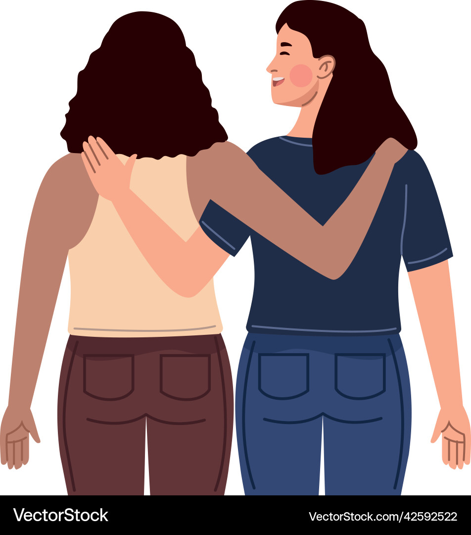 Friends girls hugging Royalty Free Vector Image