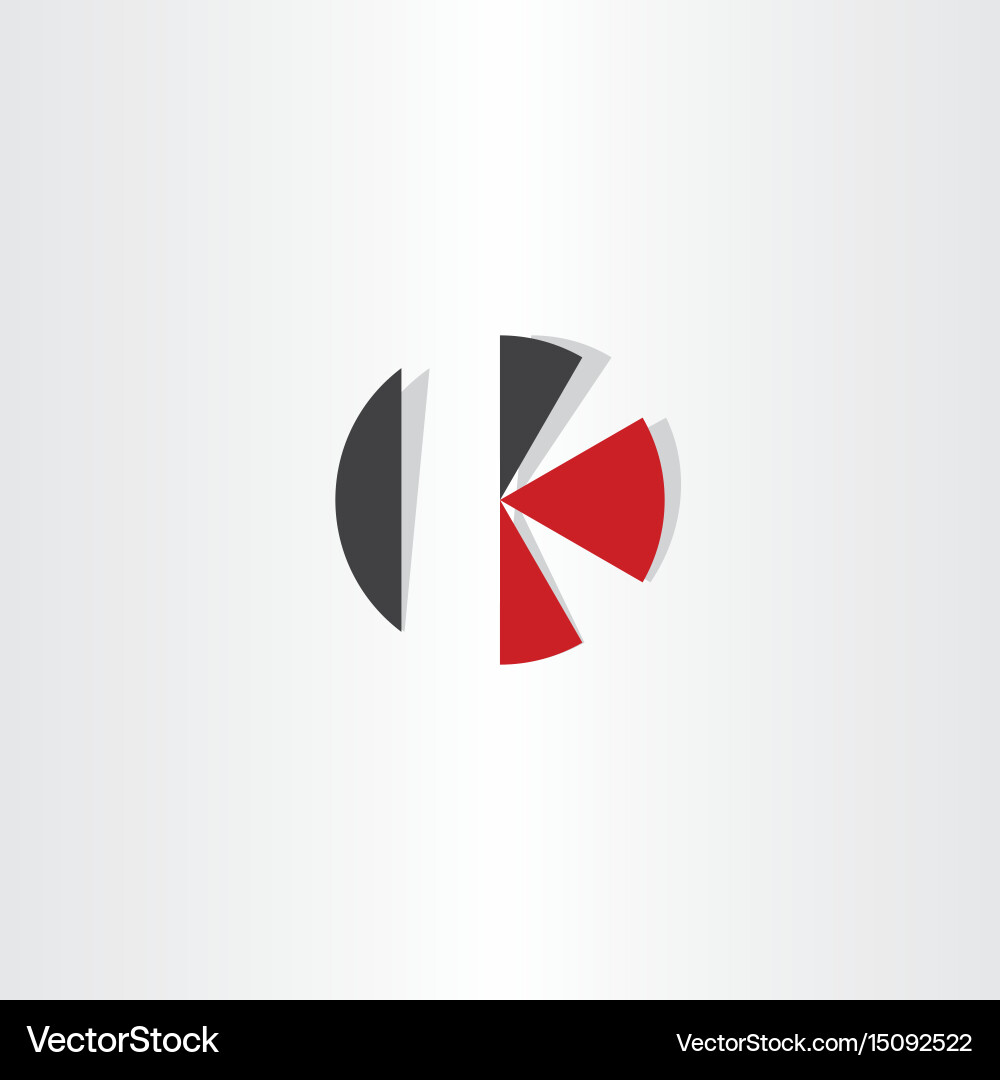 Letter k red black circle icon logo Royalty Free Vector