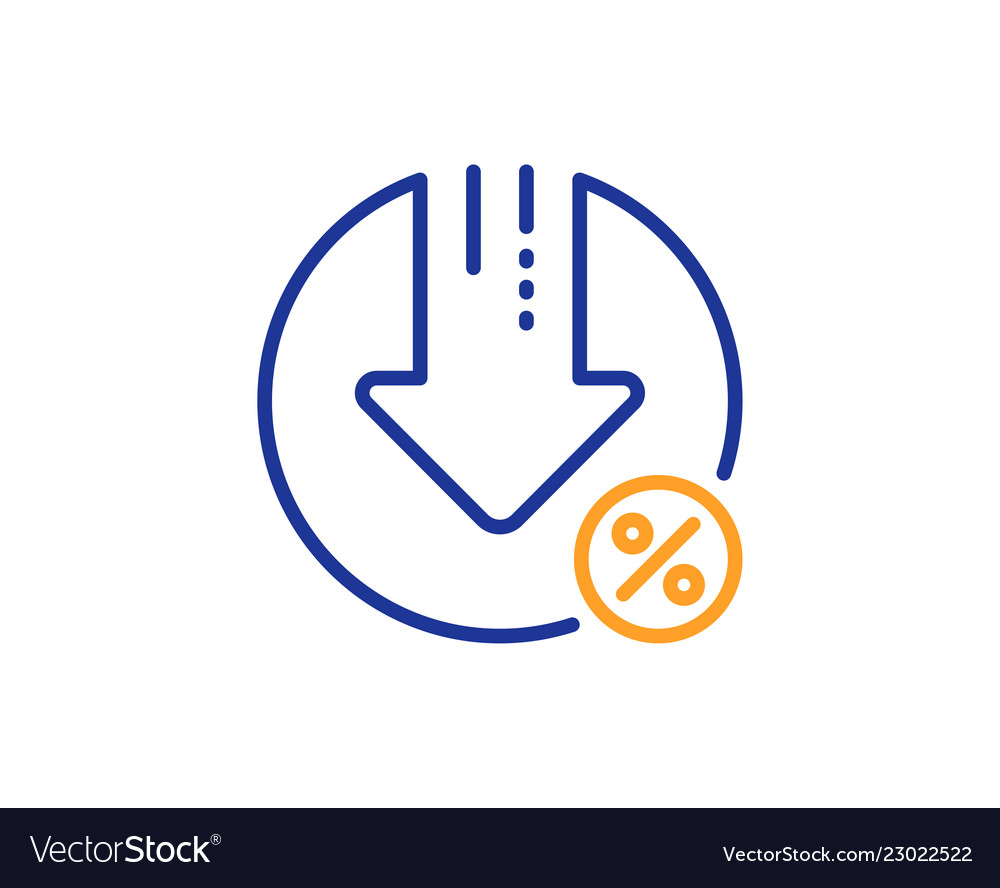 Loan percent decrease line icon discount sign Vector Image