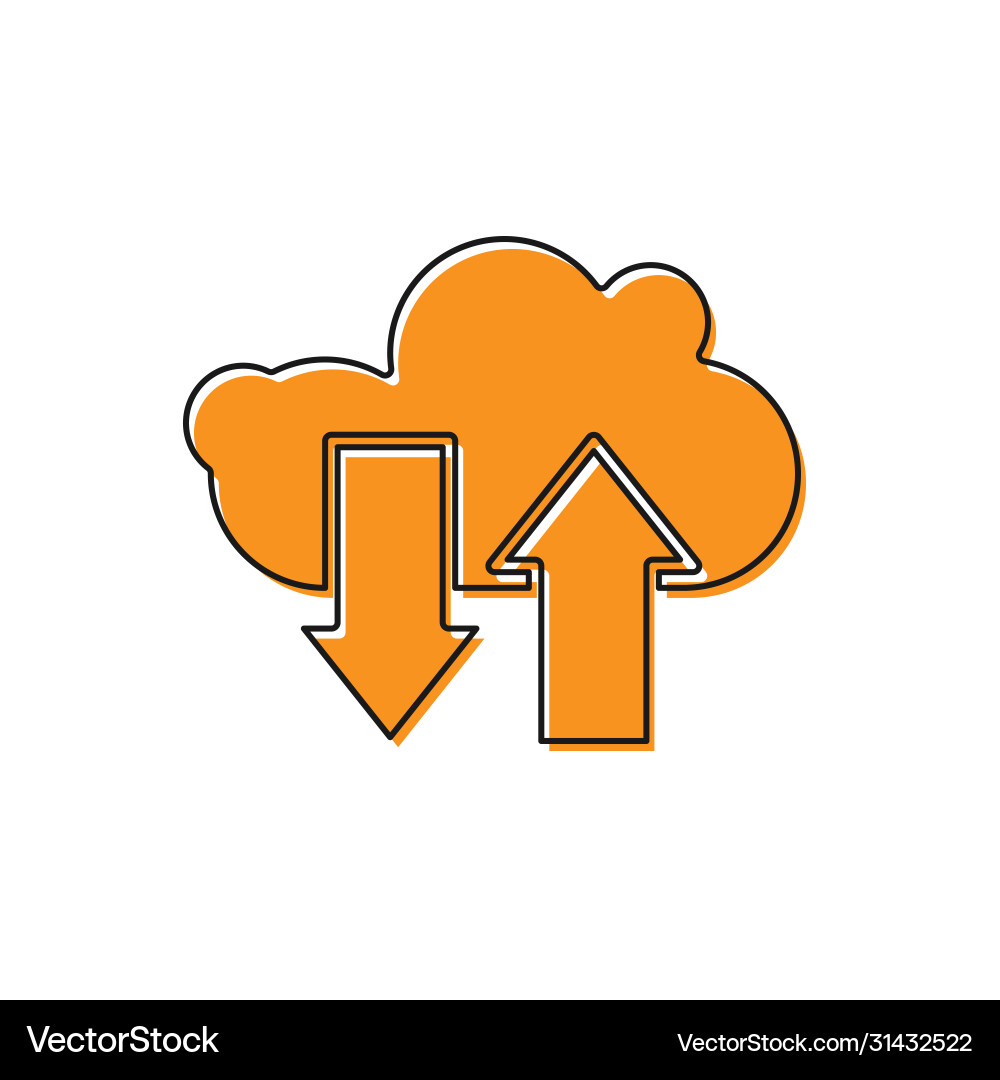 Orange cloud download and upload icon isolated Vector Image