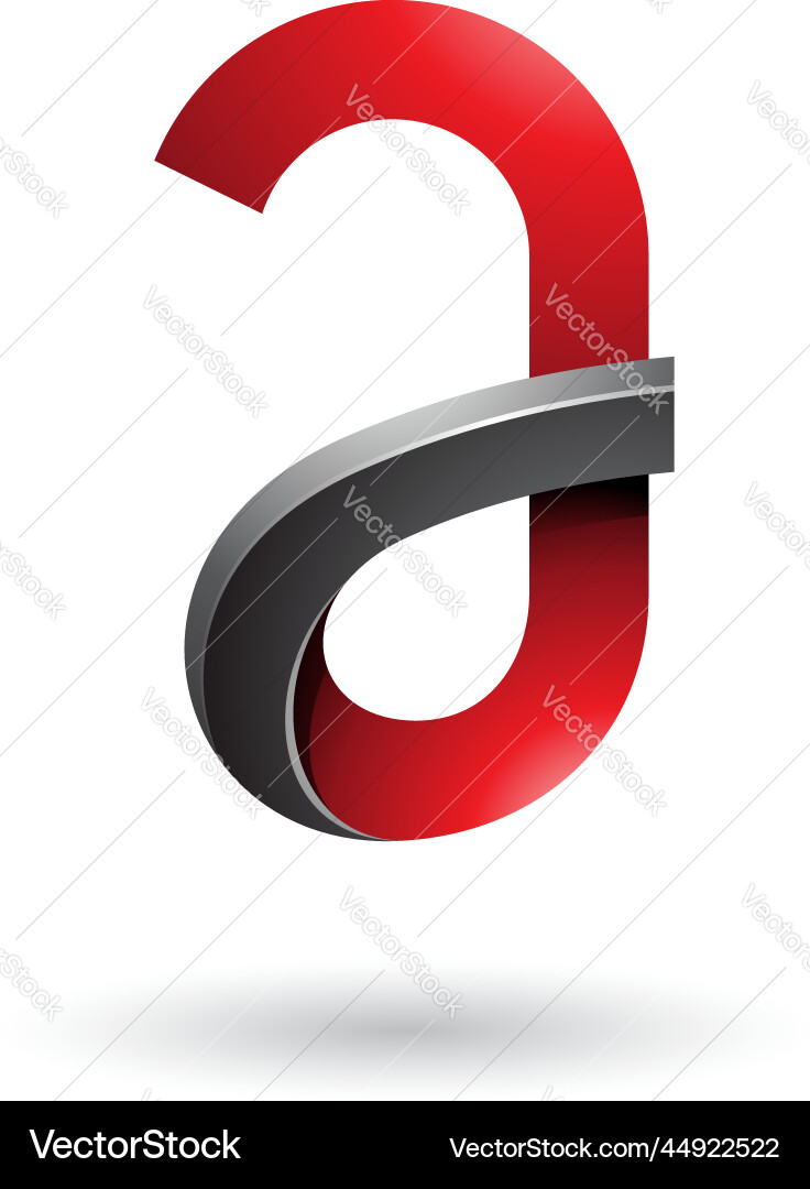 Red and black bold curvy letter a Royalty Free Vector Image