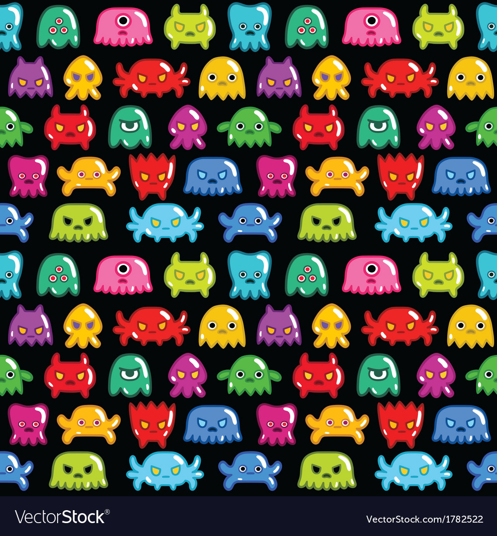 Seamless monsters pattern Royalty Free Vector Image