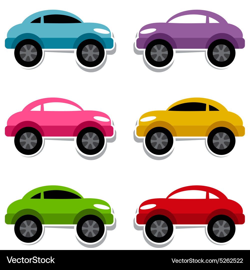 Set colorful cars Royalty Free Vector Image - VectorStock