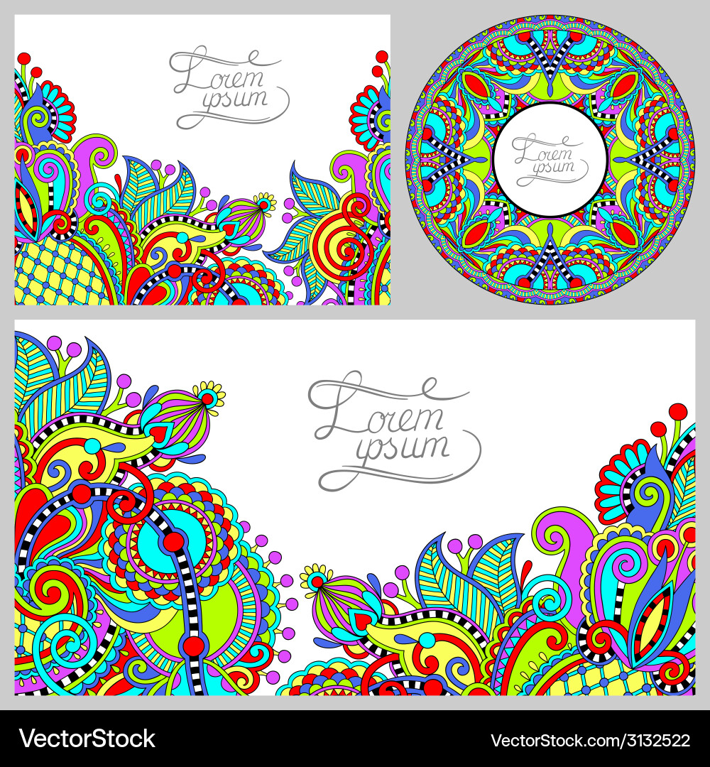Set of floral decorative background template frame