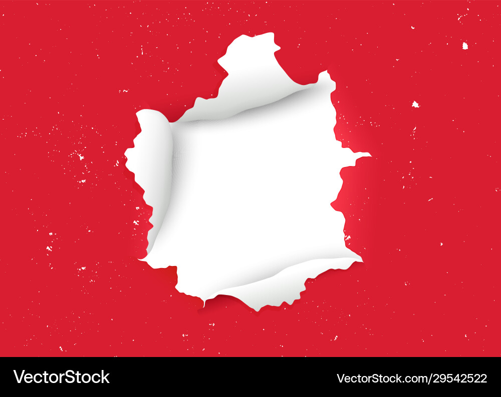 Torn paper realistic ragged hole in ripped Vector Image