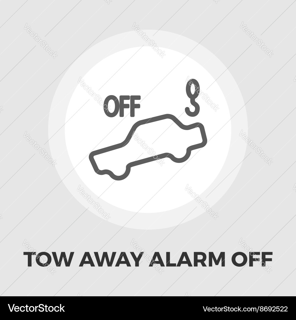 Tow away alarm off icon flat Royalty Free Vector Image