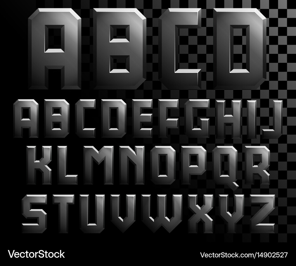 Alphabet metal letters Royalty Free Vector Image
