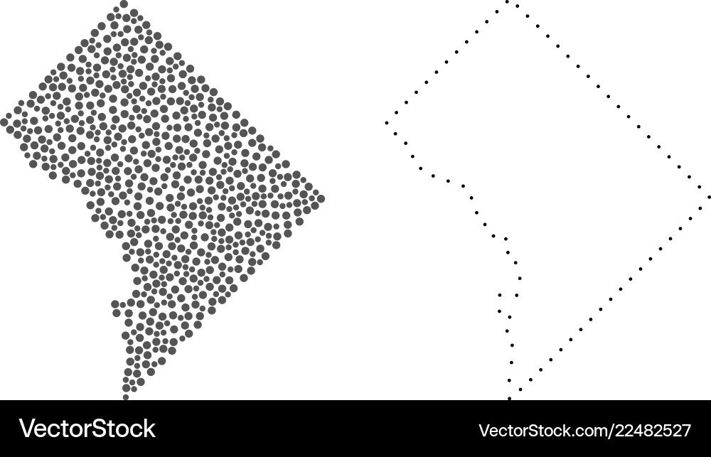 Dotted contour map of washington dc Royalty Free Vector