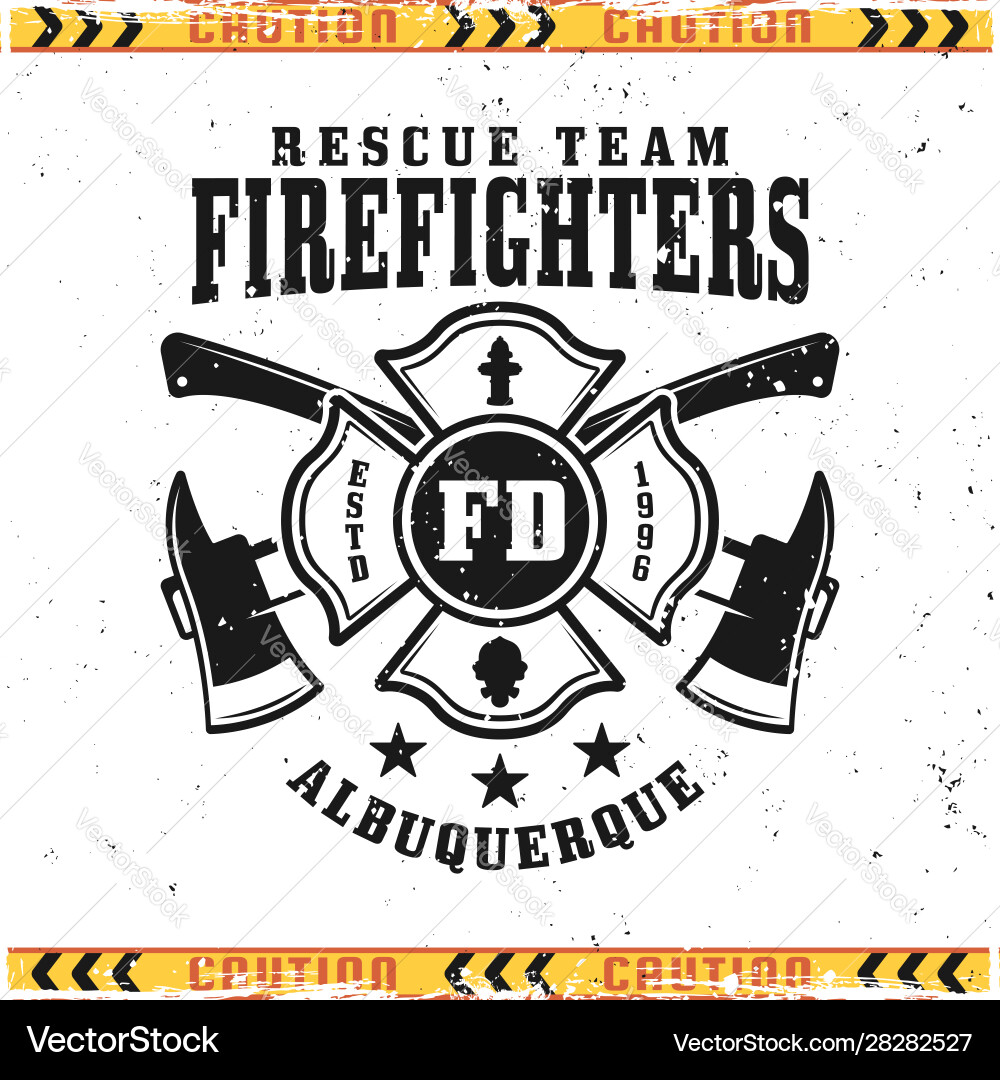 Firefighters emblem badge label or logo Royalty Free Vector