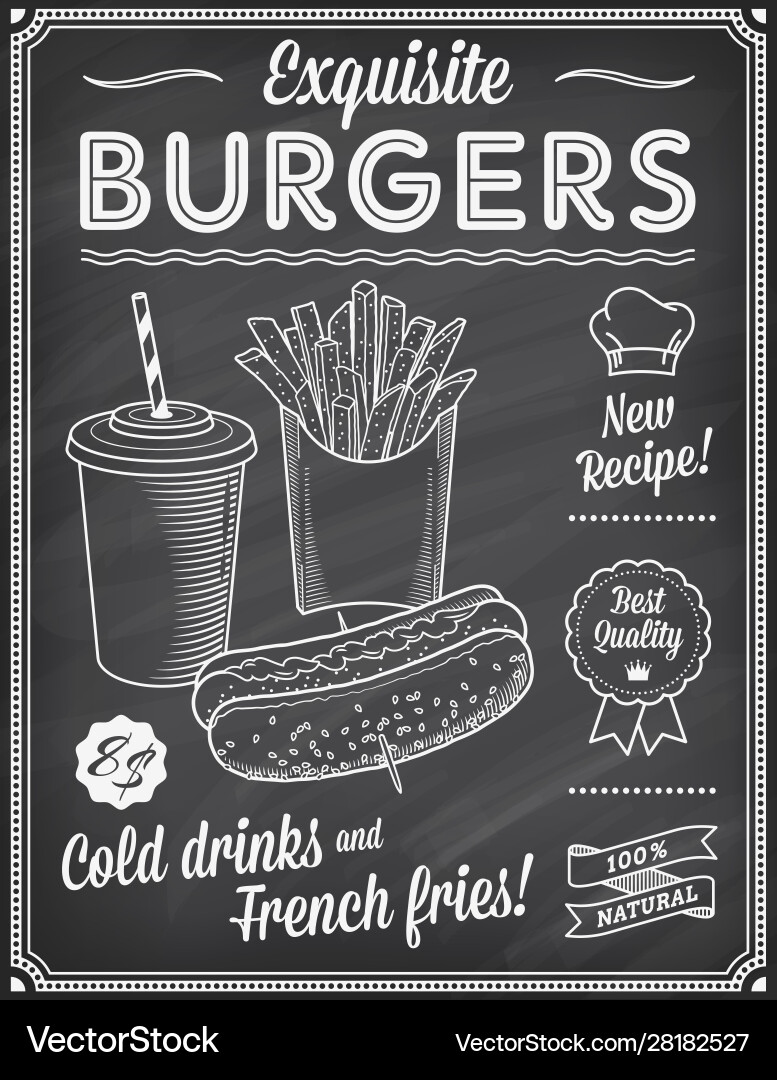 Grunge chalkboard fast food menu template 2 Vector Image