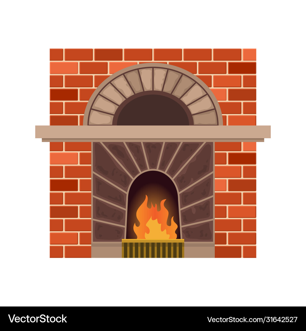 Home fireplace with fire vintage design Royalty Free Vector