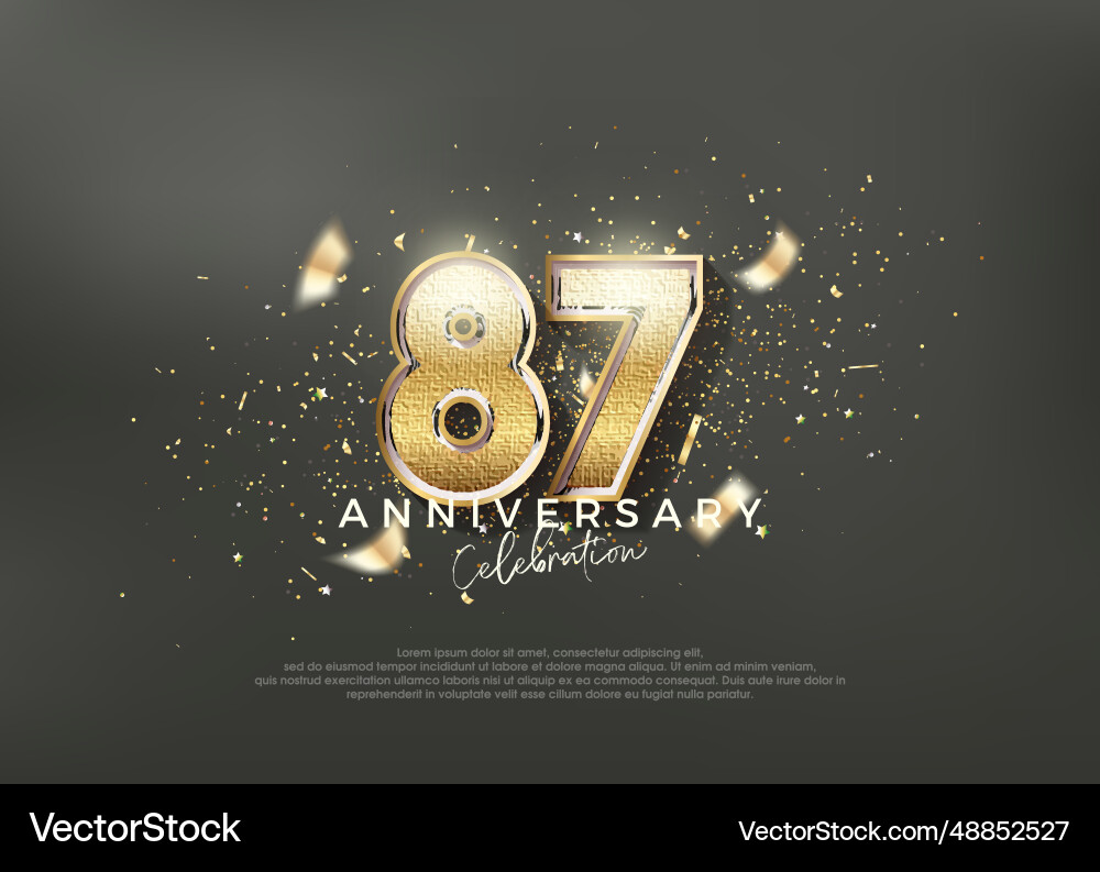 Luxurious and elegant number 87th premium design Vector Image