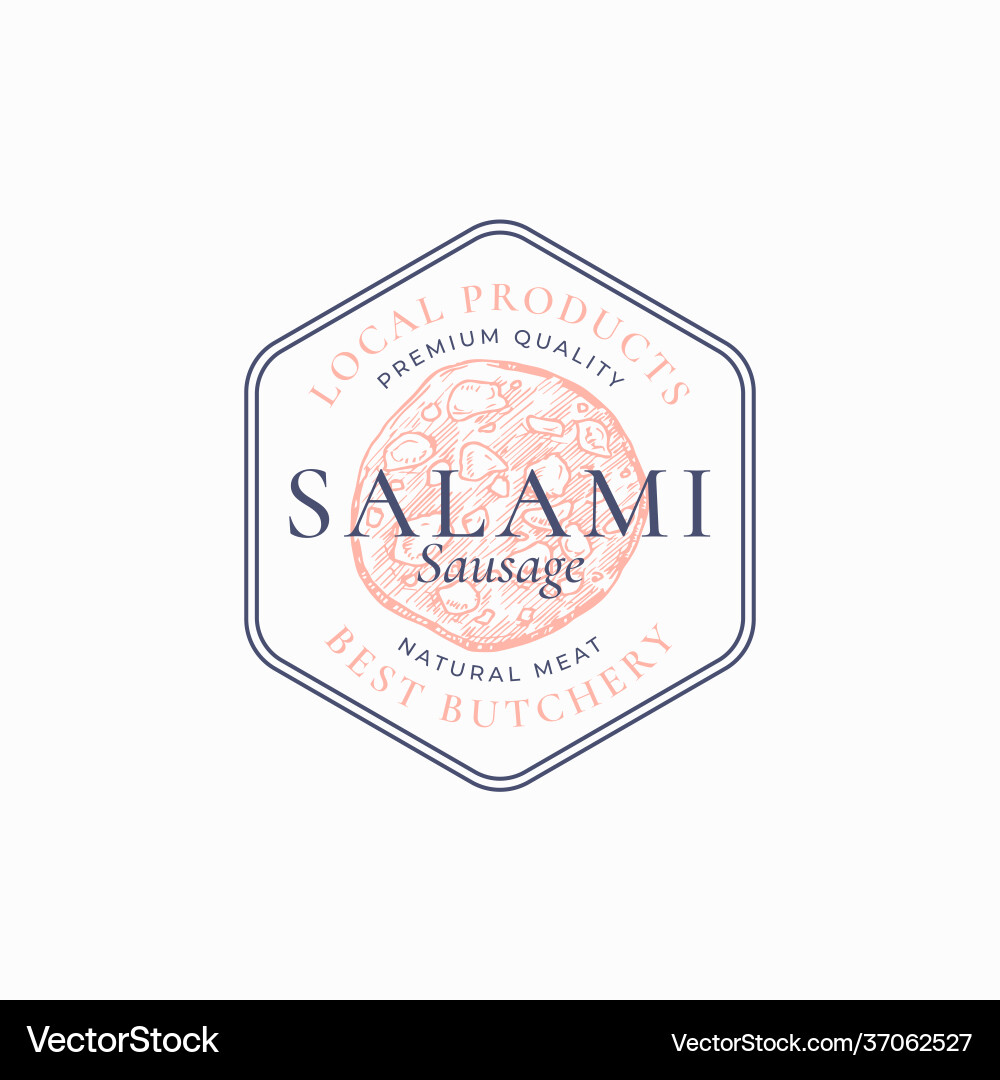 Premium quality salami frame label or logo Vector Image
