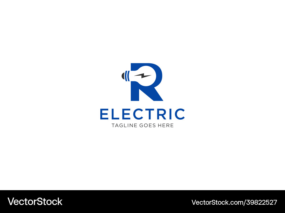 R letter logo design with light bulb Royalty Free Vector