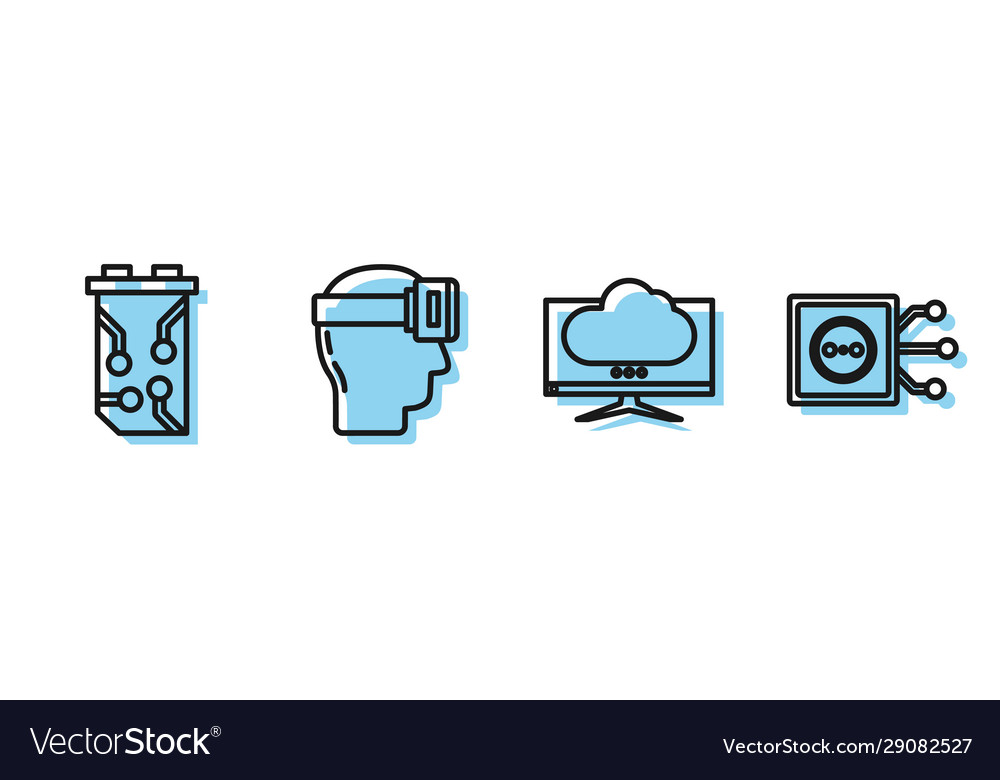 Set Line Computer Monitor Screen Video Graphic Vector Image