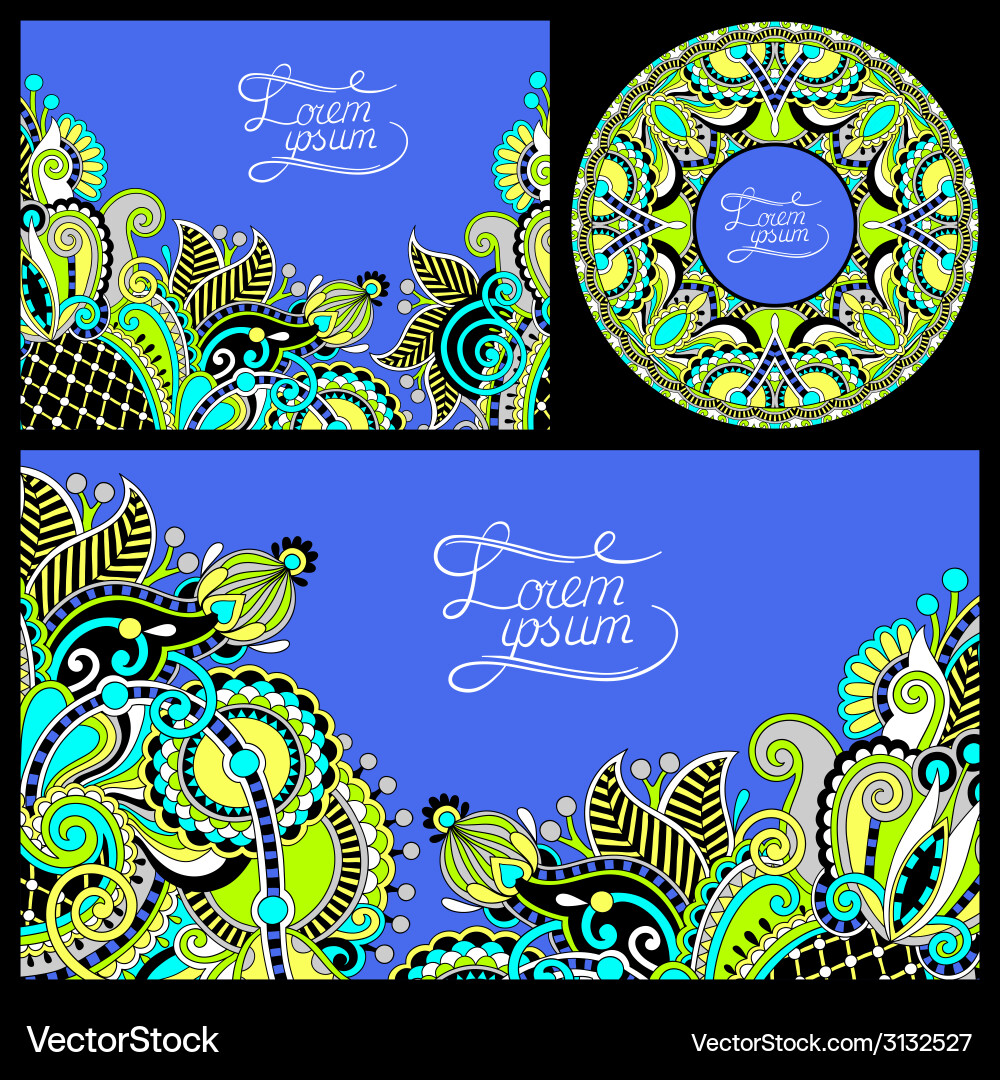 Set of floral decorative background template frame