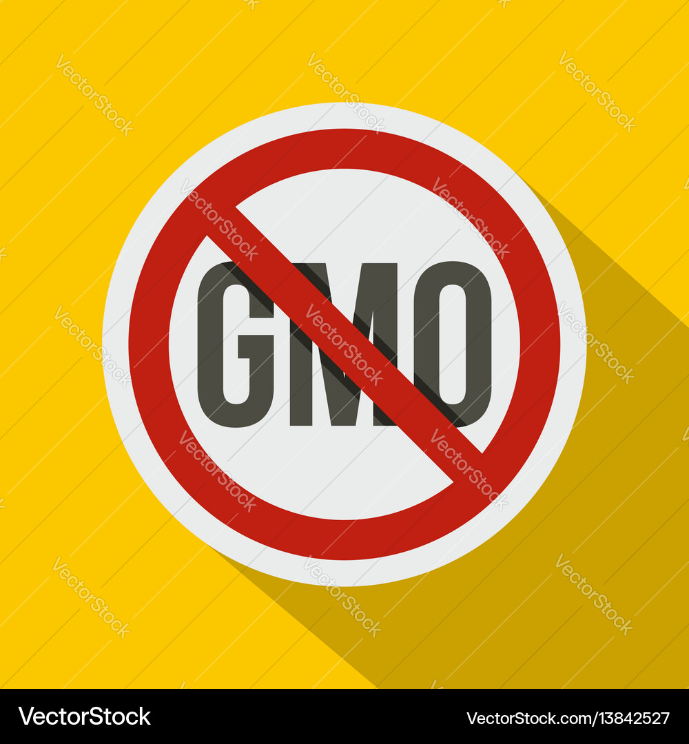 Stop gmo red prohibition sign icon flat style Vector Image