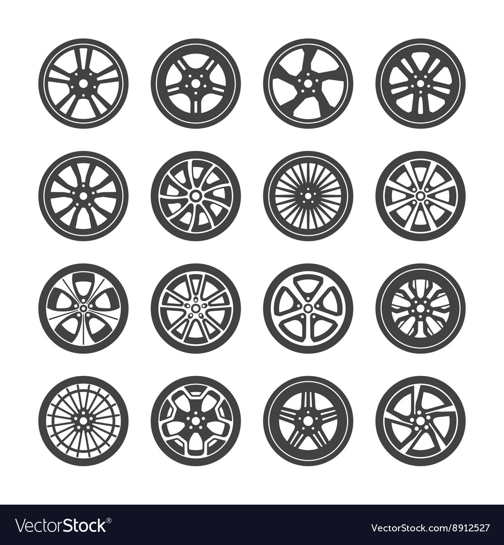 Wheels icons set Royalty Free Vector Image - VectorStock