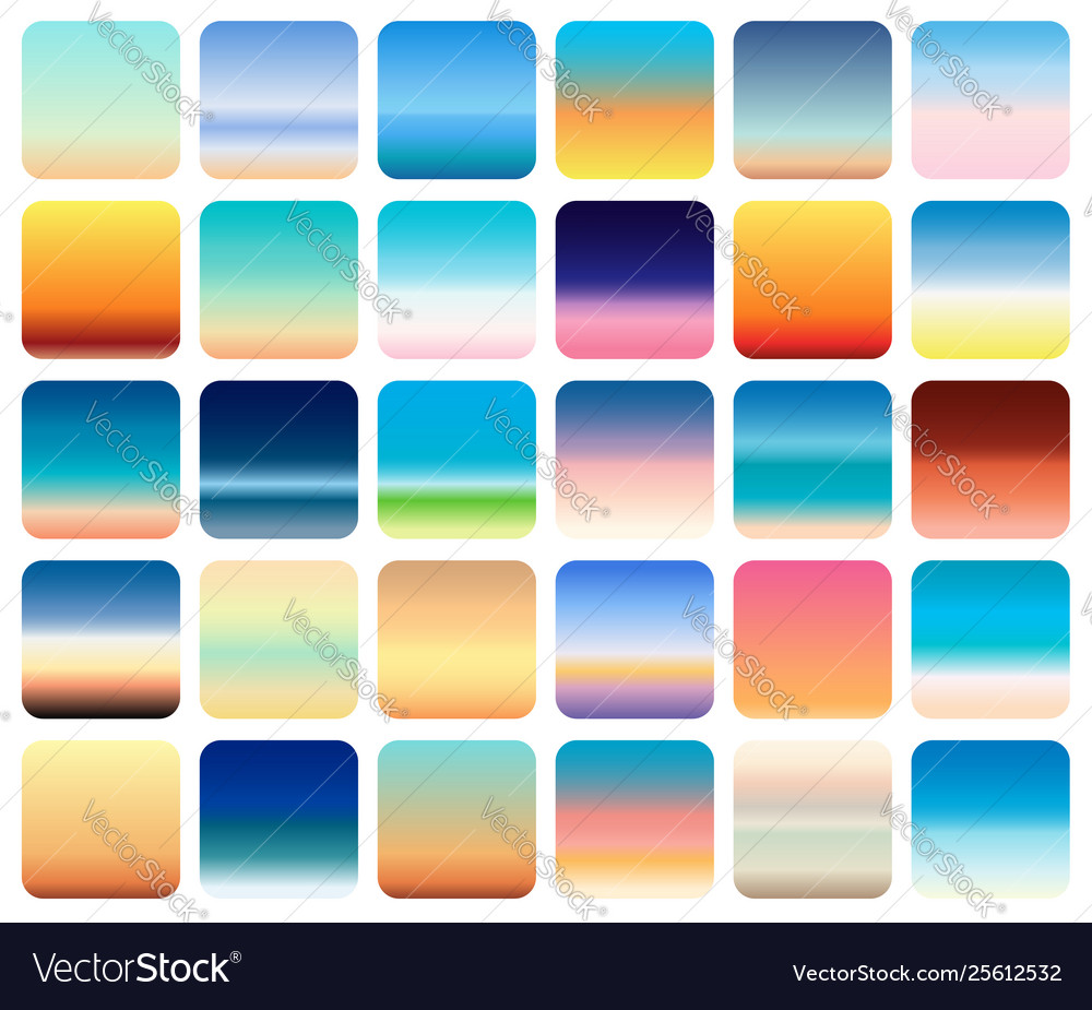 30 sunset sky gradients backgrounds set Royalty Free Vector