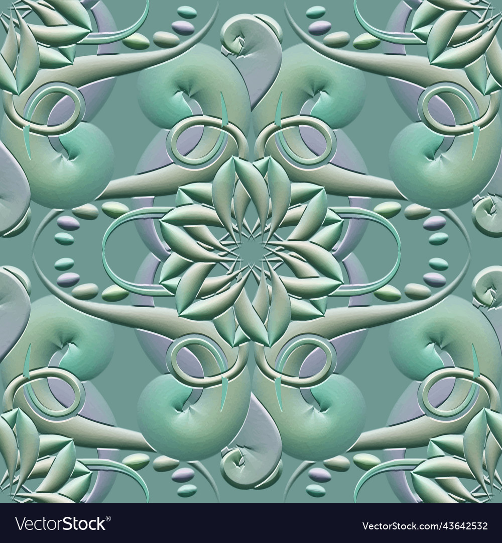 3d colorful abstract emboss flowers seamless Vector Image