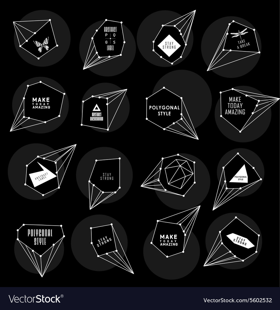 Abstract polygonal label design elements Vector Image