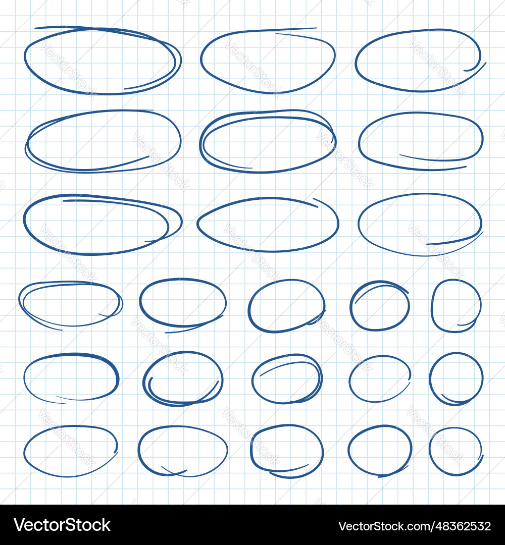 Circle line sketch icon in hand drawn style Vector Image
