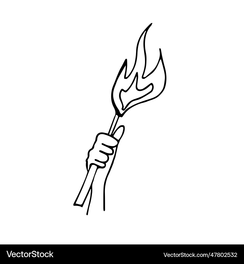 Doodle of a hand holding a burning Royalty Free Vector Image