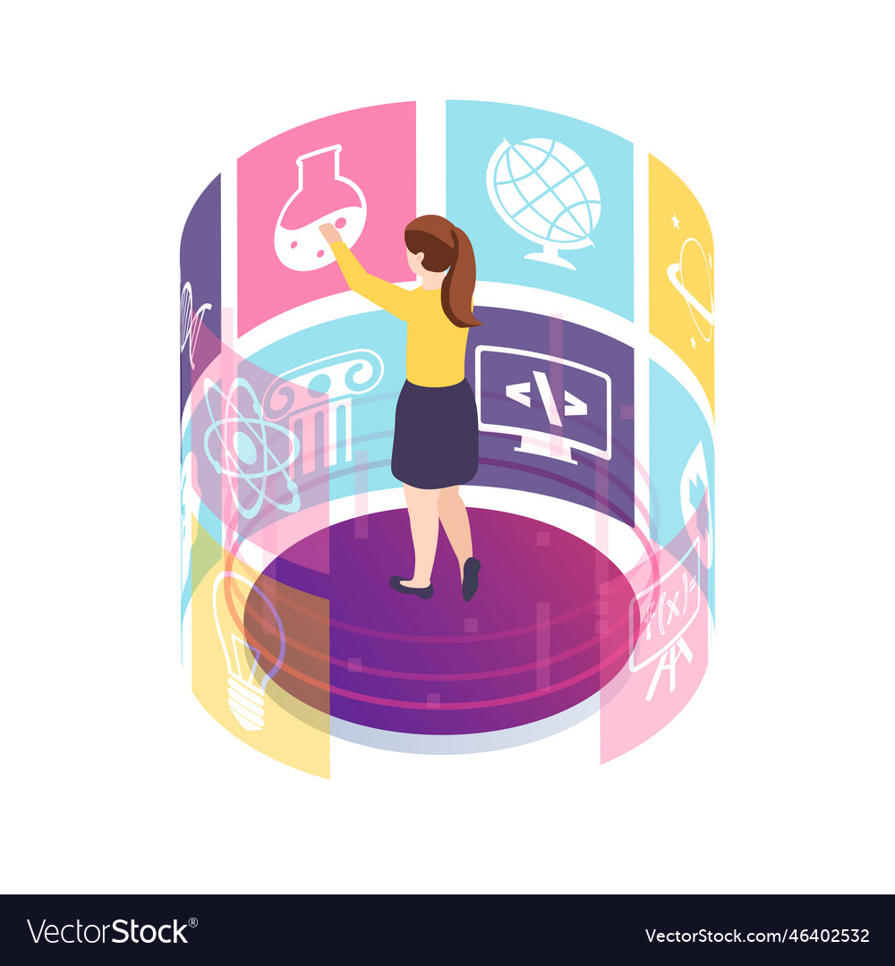 Elearning isometric concept Royalty Free Vector Image