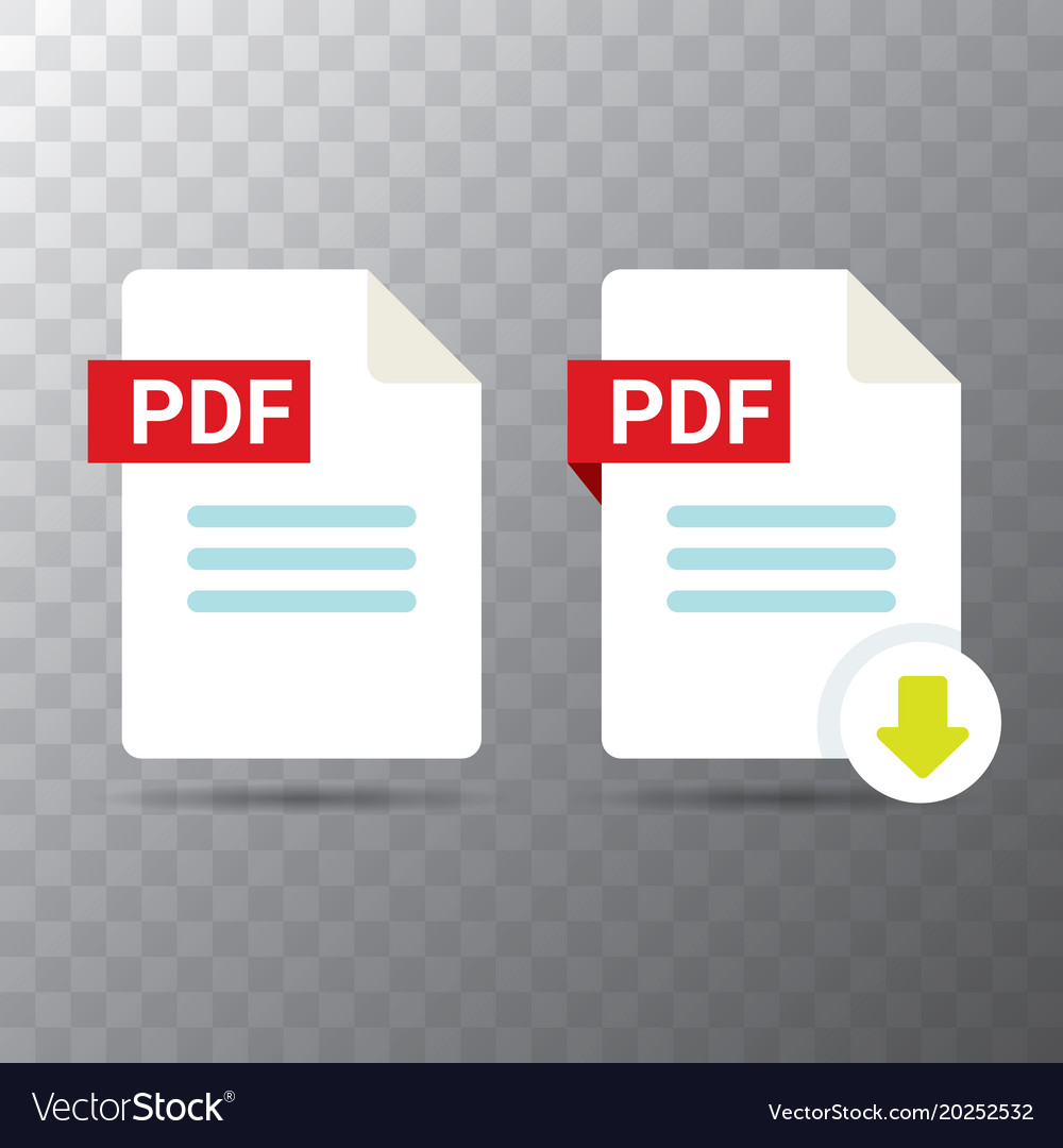 Flat pdf file icon and download Royalty Free Vector Image
