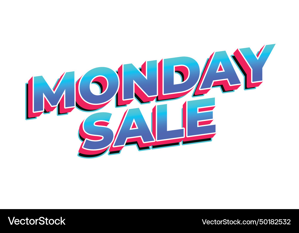 Monday sale text effect in 3d style with eye Vector Image