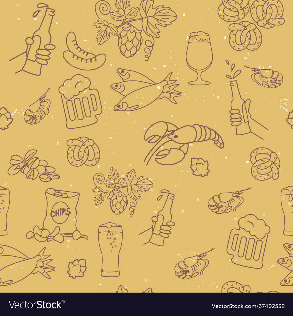 Seamless beer pattern Royalty Free Vector Image