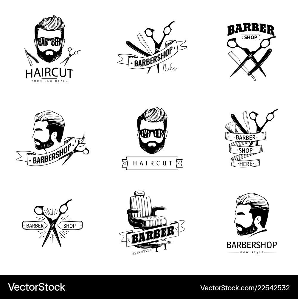 Set of retro barber shop emblems Royalty Free Vector Image