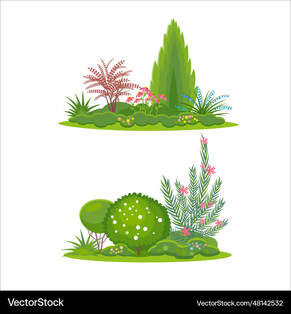 Two composition of mixed flowers border templates Vector Image