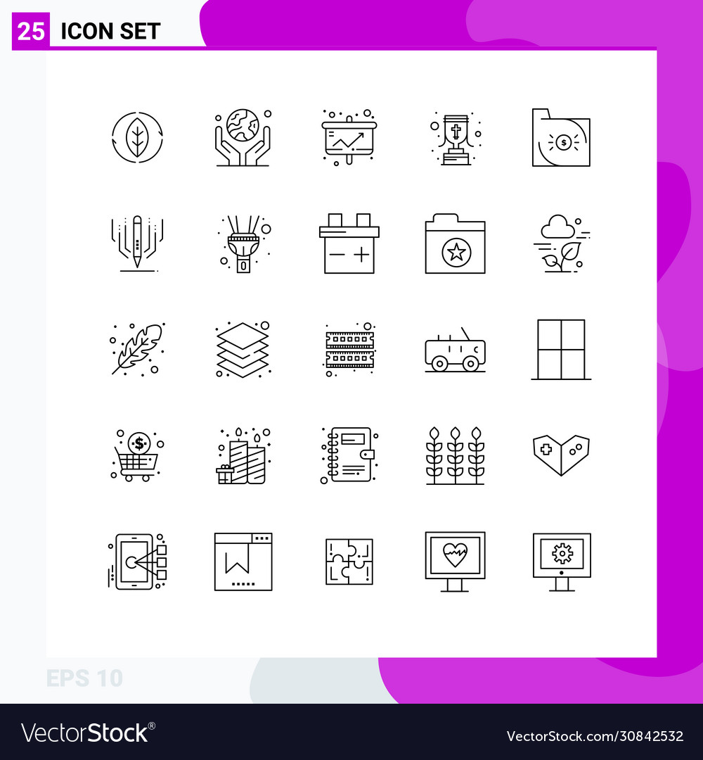 User interface pack 25 basic lines Royalty Free Vector Image