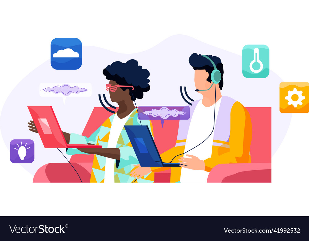 Voice assistant smart speaker virtual Royalty Free Vector Voice assistant smart speaker virtual Royalty Free Vector