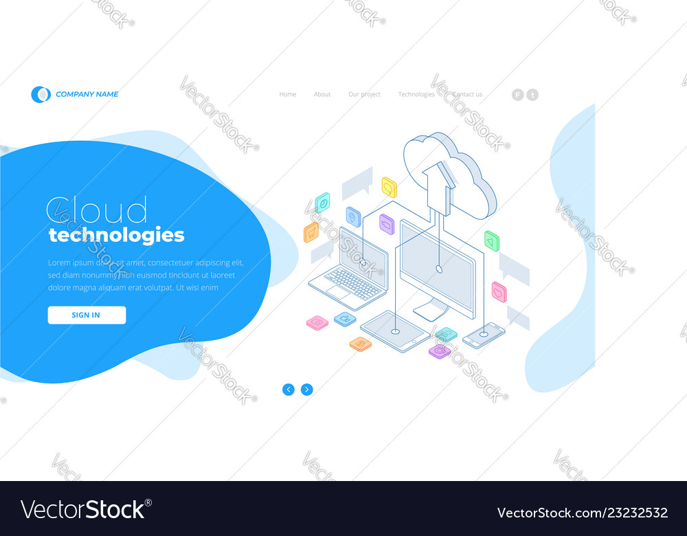 Web page design templates cloud computing concept Vector Image