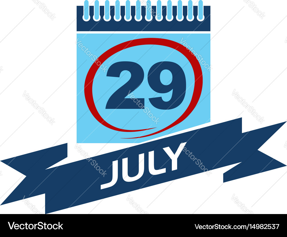 29 july calendar with ribbon Royalty Free Vector Image