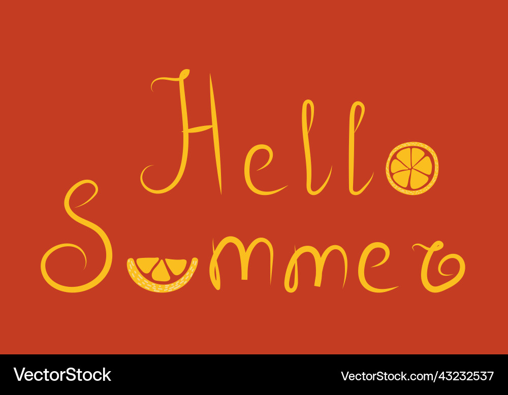 Brush lettering composition phrase hello summer Vector Image