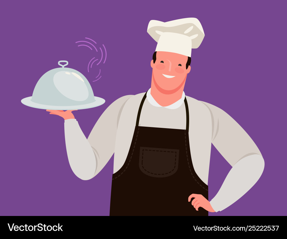 Chef offers a delicious menu restaurant cafe Vector Image