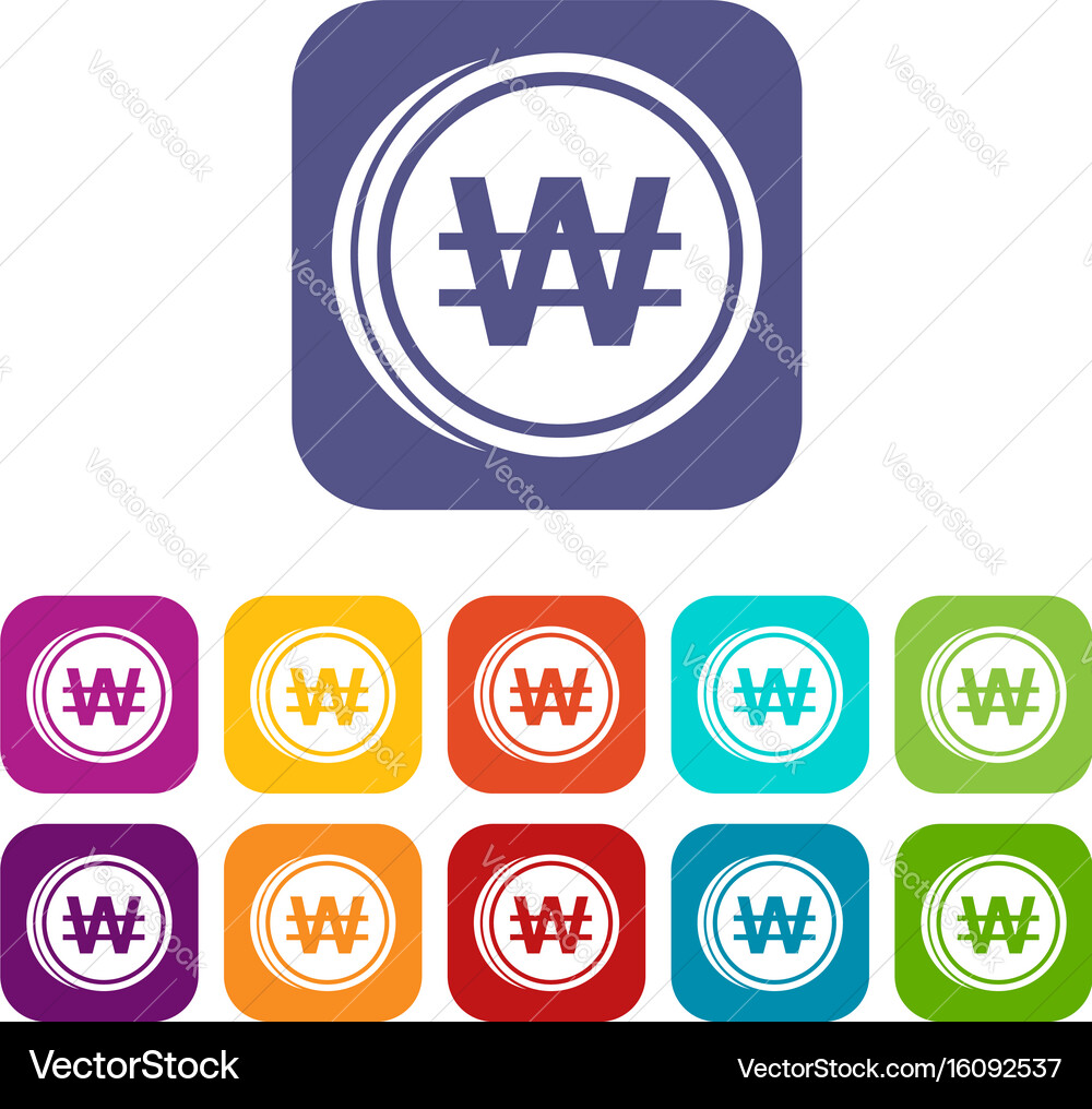 Coins wont icons set Royalty Free Vector Image