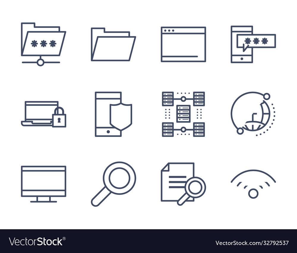 Data line style icon set design Royalty Free Vector Image