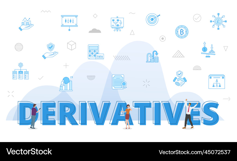 Derivatives concept with big words and people Vector Image