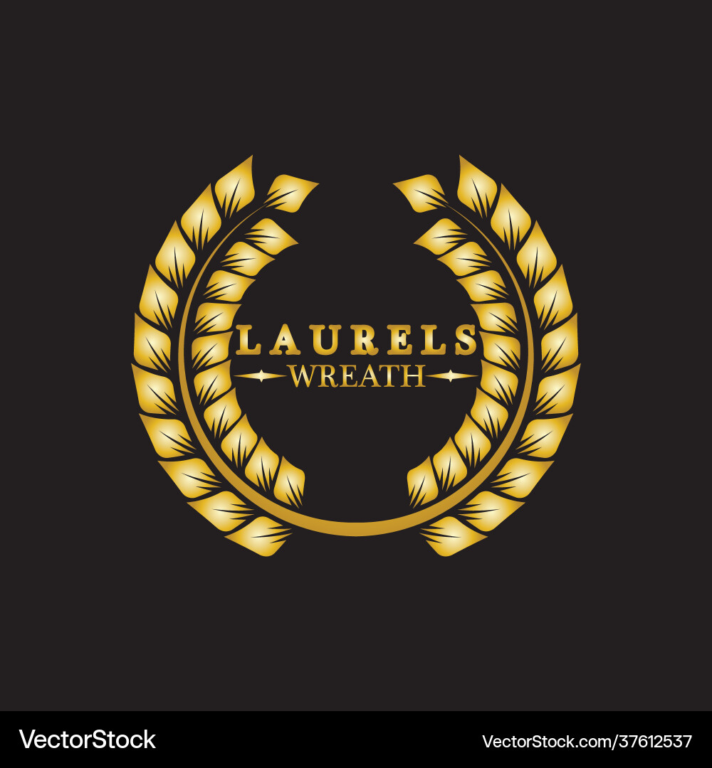 Gold laurel wreath symbol victory Royalty Free Vector Image