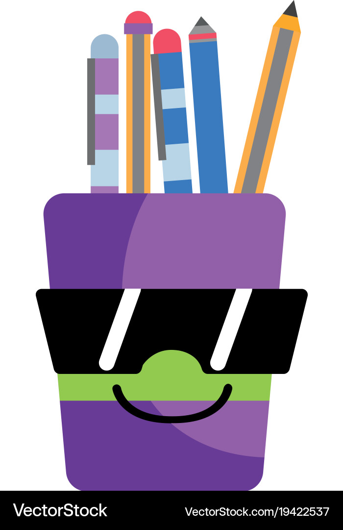 Happy tools cup kawaii with sunglasses Royalty Free Vector