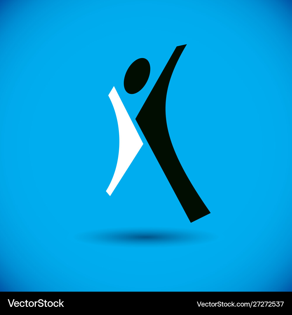 Joyful abstract individual with raised hands up Vector Image
